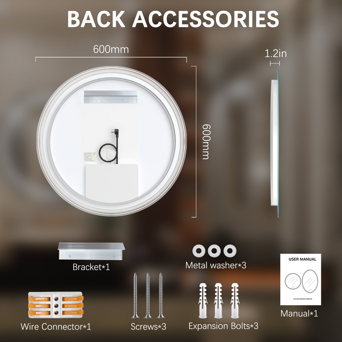 Wrought Studio™ Heta Round LED Bathroom Vanity Mirrors with Anti-Fog, Dimmable Lights, and ...